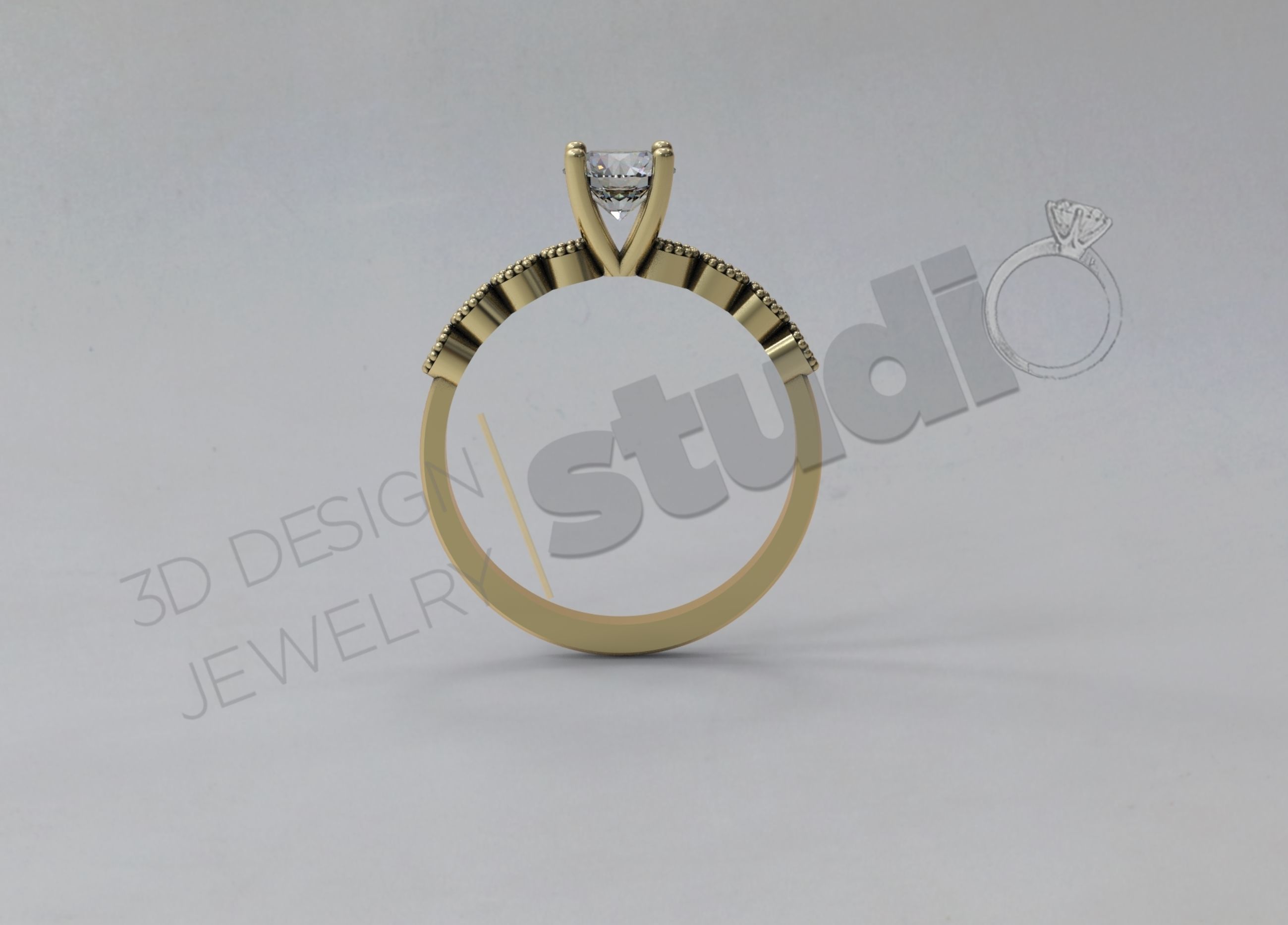 Luxury detailed solitaire ring with bezels 3d model 3D model 3D ...