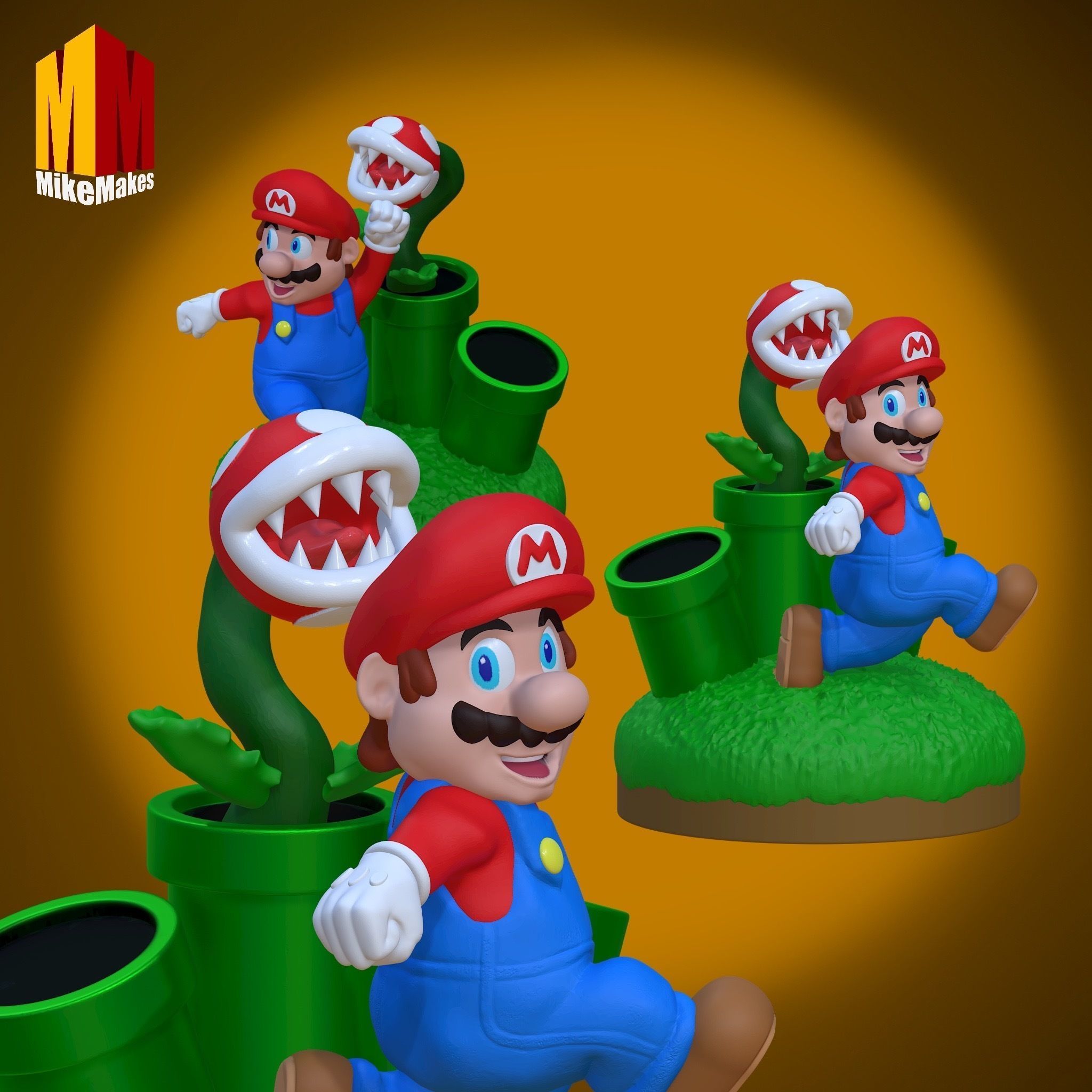 SUPER MARIO STATUE NINTENDO DIORAMA 3D model 3D printable | CGTrader