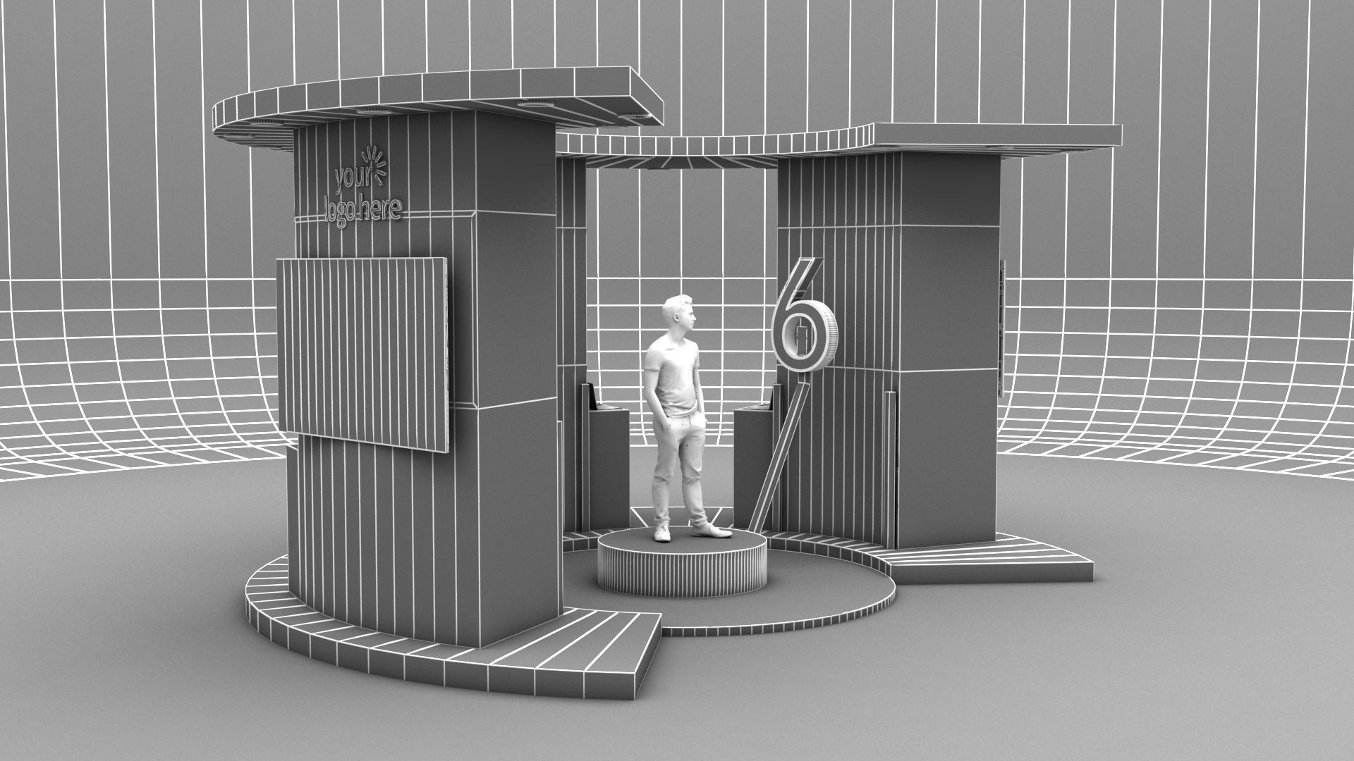 Semi circle stall 3D model | CGTrader