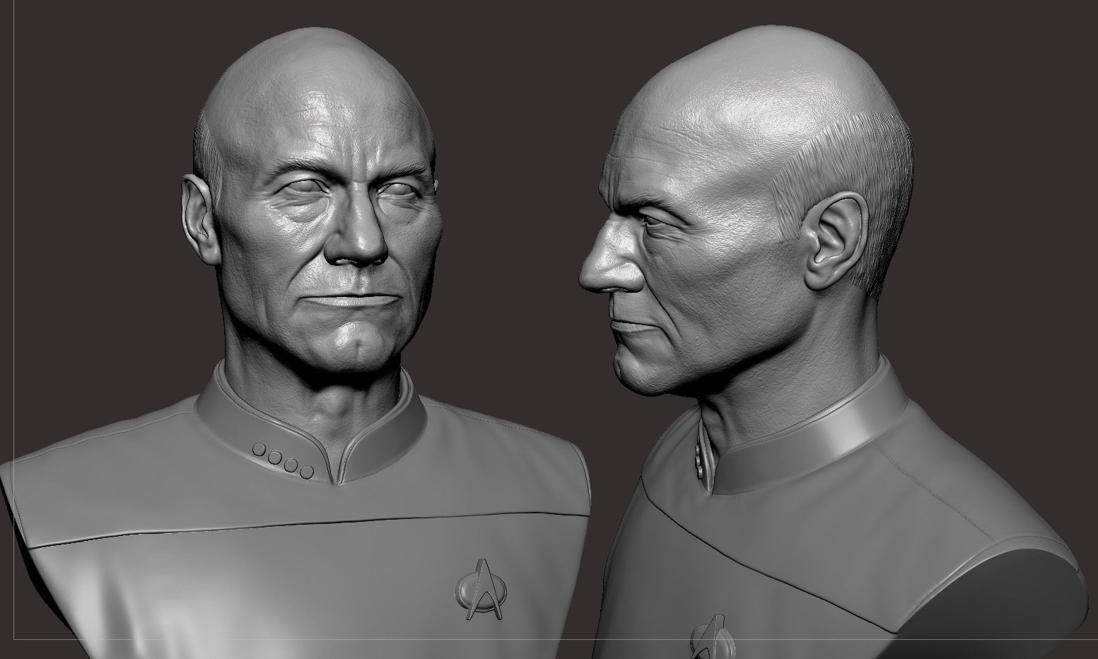 Picard Bust - Patrick Stewart 3D model 3D printable | CGTrader