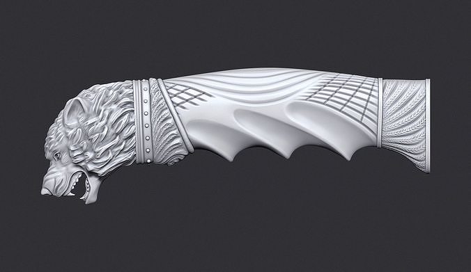 Wolf Head Knife Handle 3D model 3D printable | CGTrader