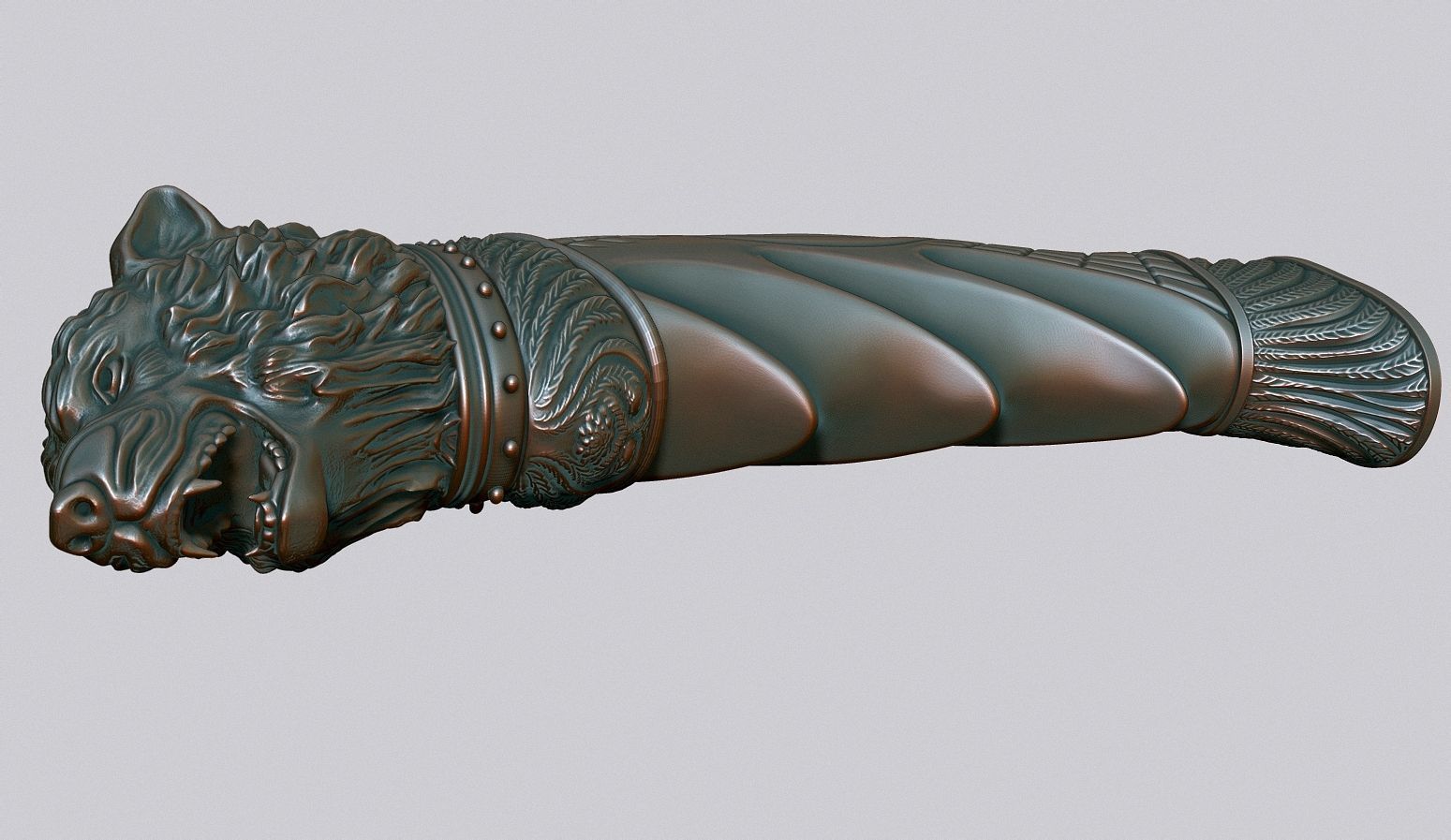 Wolf Head Knife Handle 3D model 3D printable | CGTrader