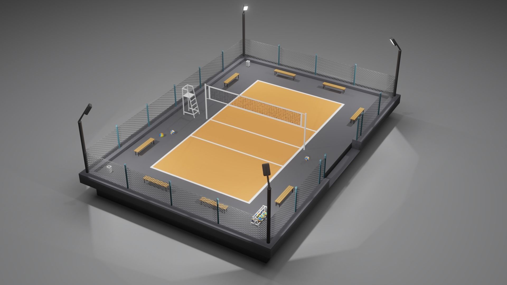3D model Volleyball Court VR / AR / low-poly | CGTrader