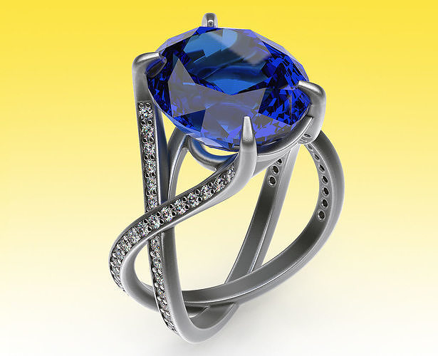 Ring Blue Oval 3D model 3D printable | CGTrader