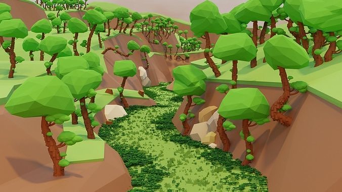 3D model Lowpoly forest scene VR / AR / low-poly | CGTrader