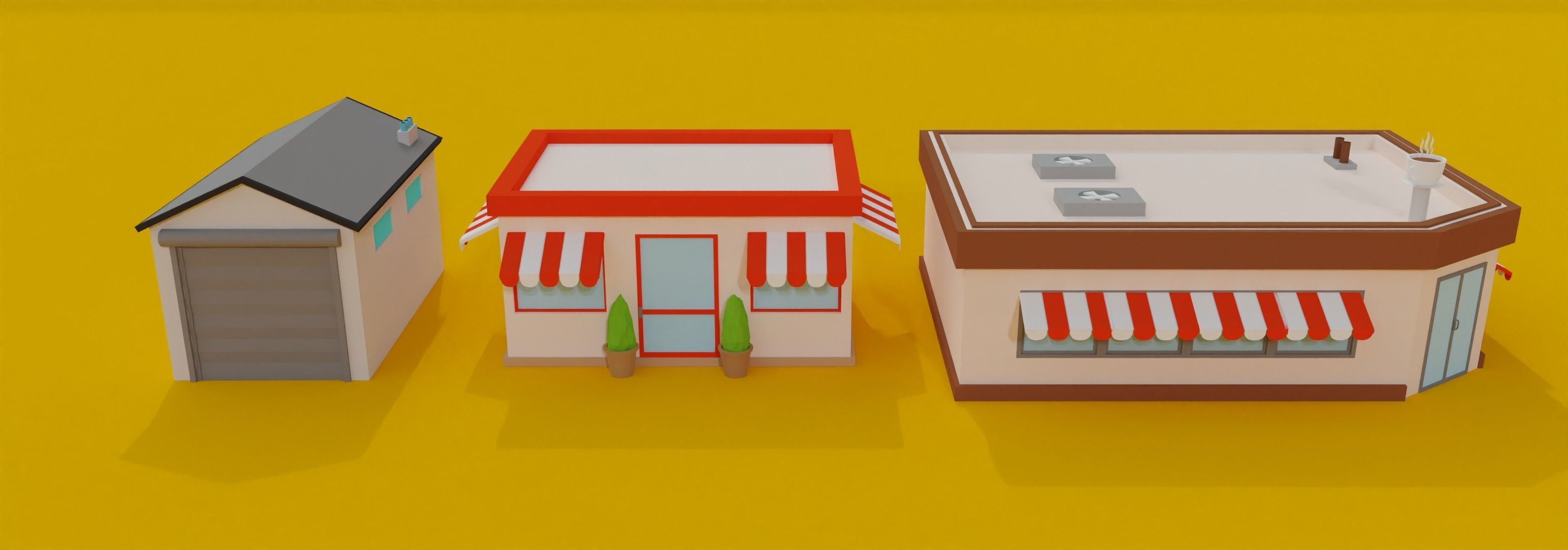 3D model low poly shops and garage VR / AR / low-poly | CGTrader