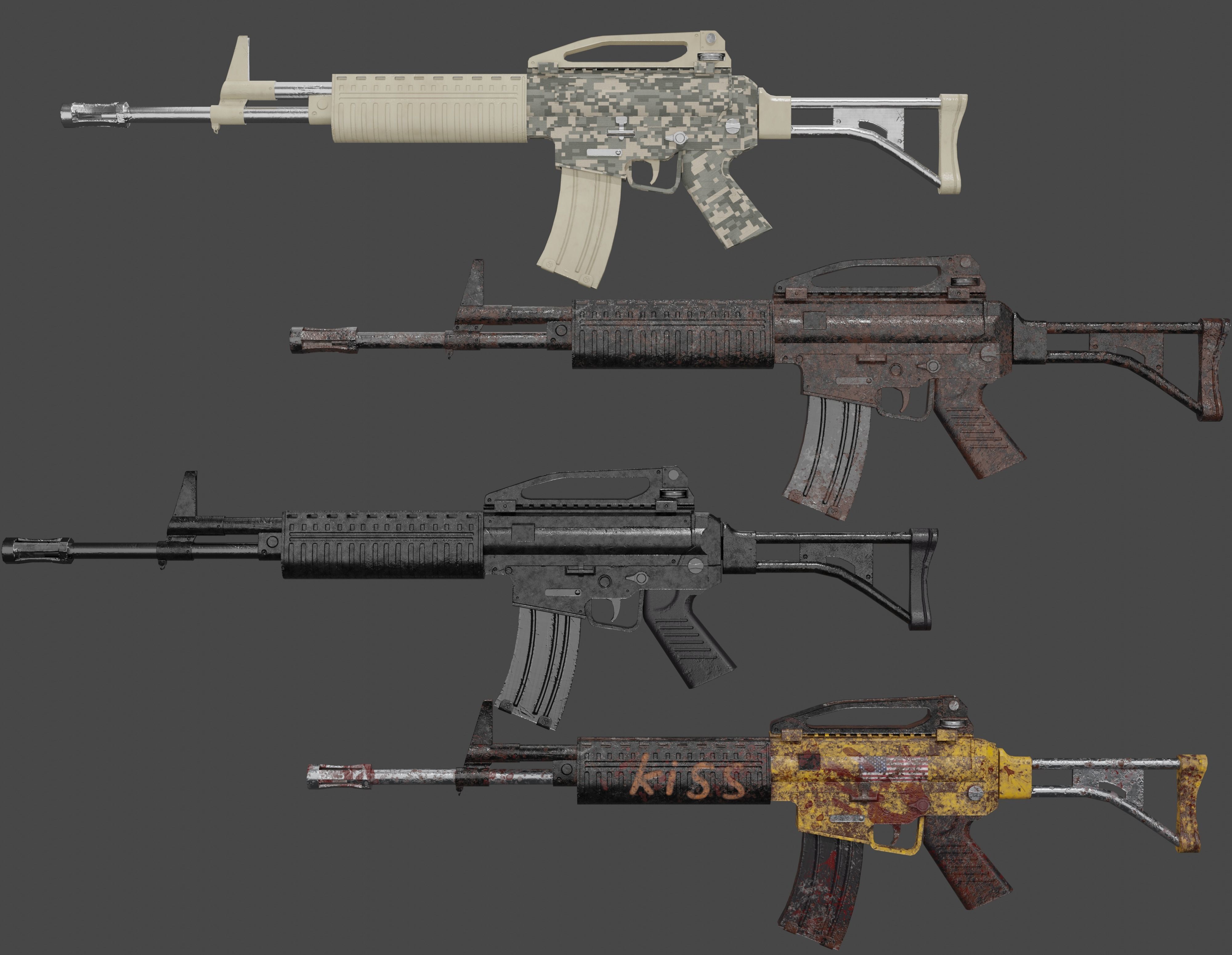 3D model Senapan Serbu 2 low poly gun VR / AR / low-poly | CGTrader