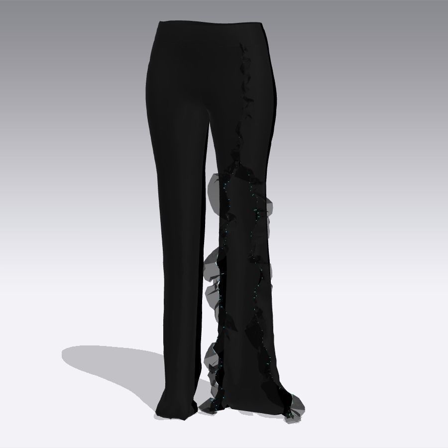 PANT SLIT RUFFLED LOOK FASHION STYLE LOOK WOMAN 3D model | CGTrader