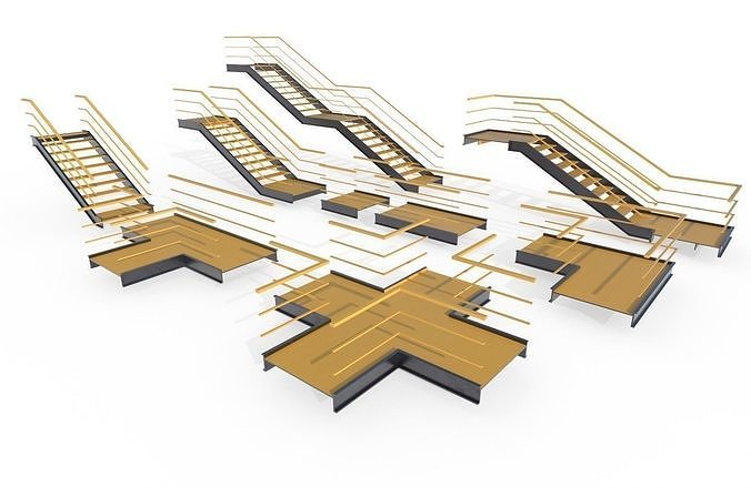 3D model Modular Industrial Stairs Pack 1 VR / AR / low-poly | CGTrader