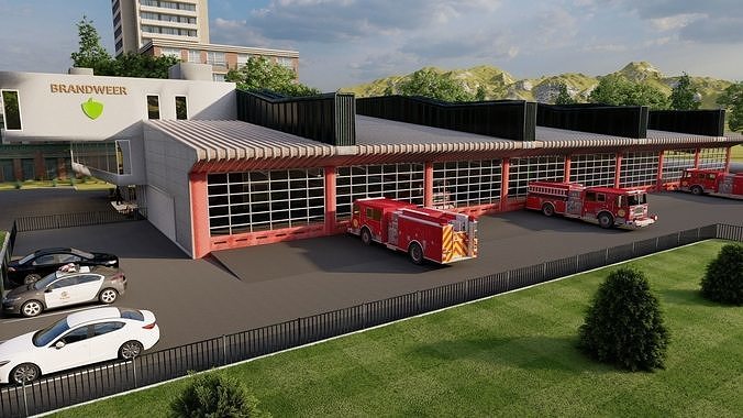3D model FireStation Building 01 VR / AR / low-poly | CGTrader