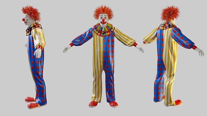 Clown Male ACC2130 Tpose 3D model | CGTrader