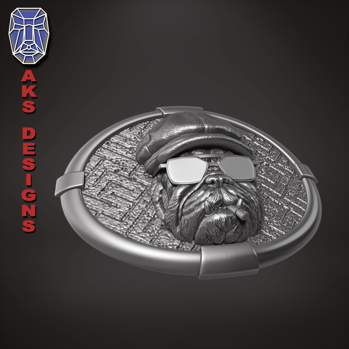 Gangster bulldog v2 Belt buckle 3D model 3D printable | CGTrader