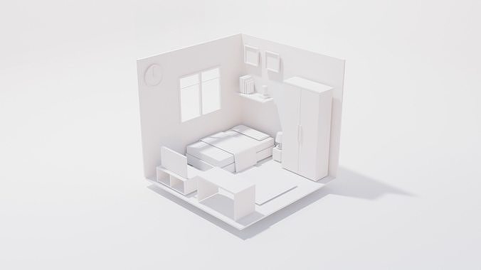 lowpoly bedroom paper room 3D model 3D printable | CGTrader