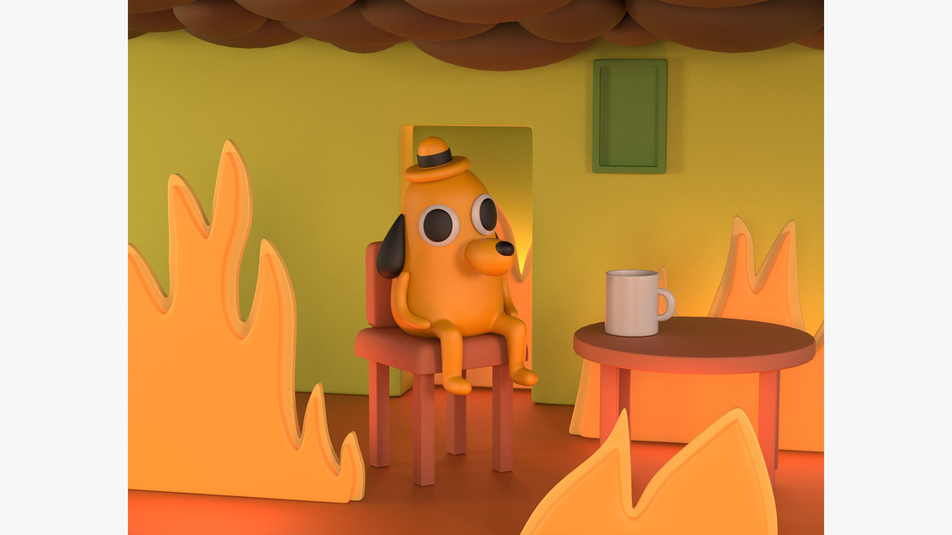 This Is Fine Meme 3d Model Cgtrader