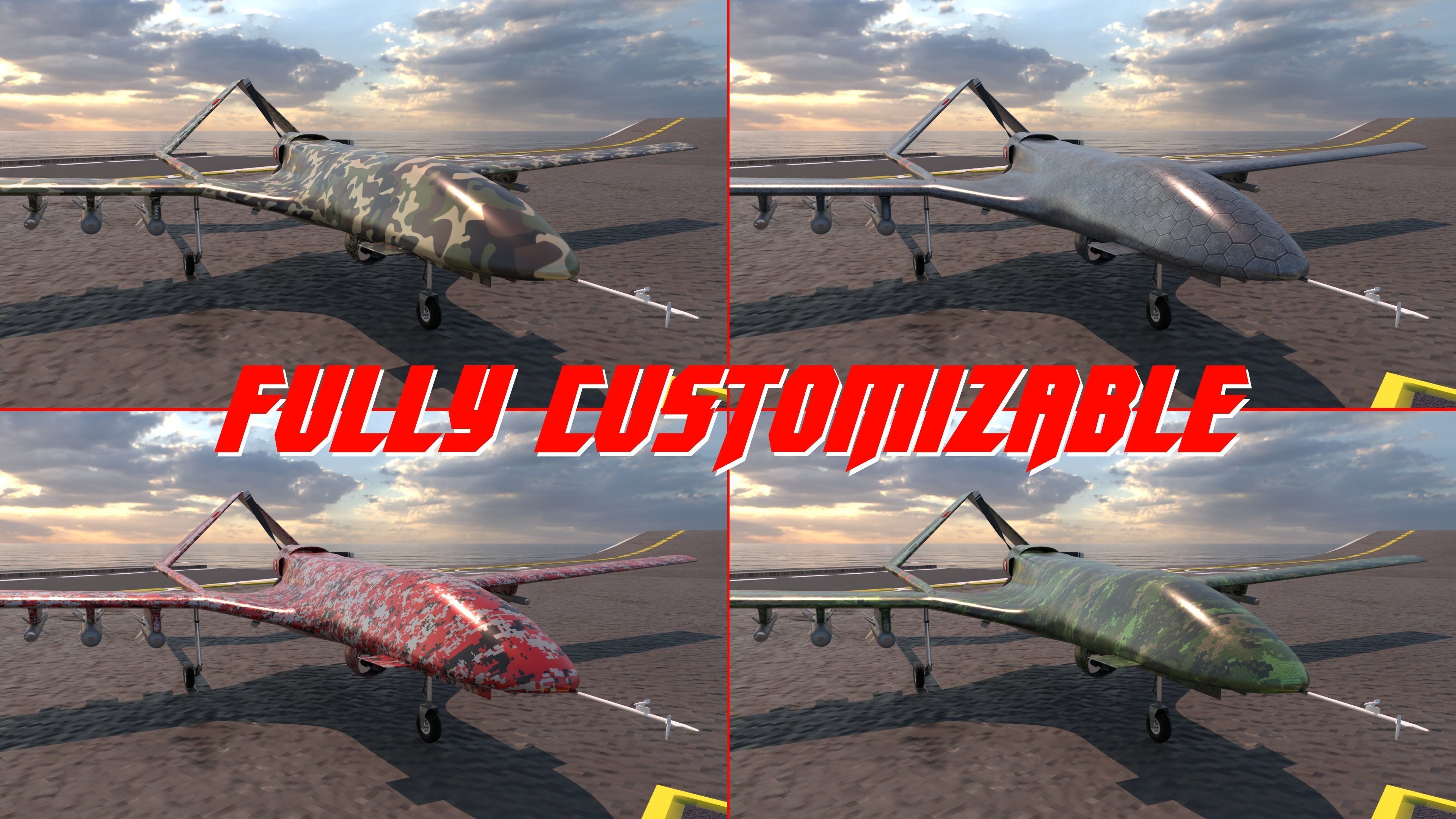 3D model Bayraktar TB3 Unmanned Combat Aerial Vehicle VR / AR / low ...