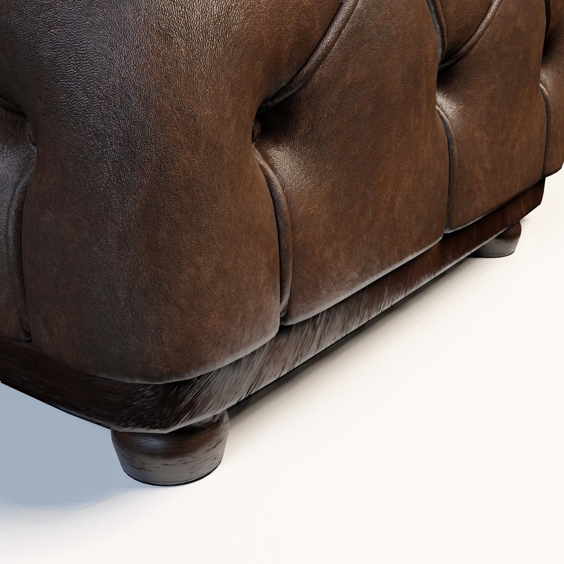 Chesterfield Style Foot Stool 3D Model Brown Leather Pouffe 3D model ...