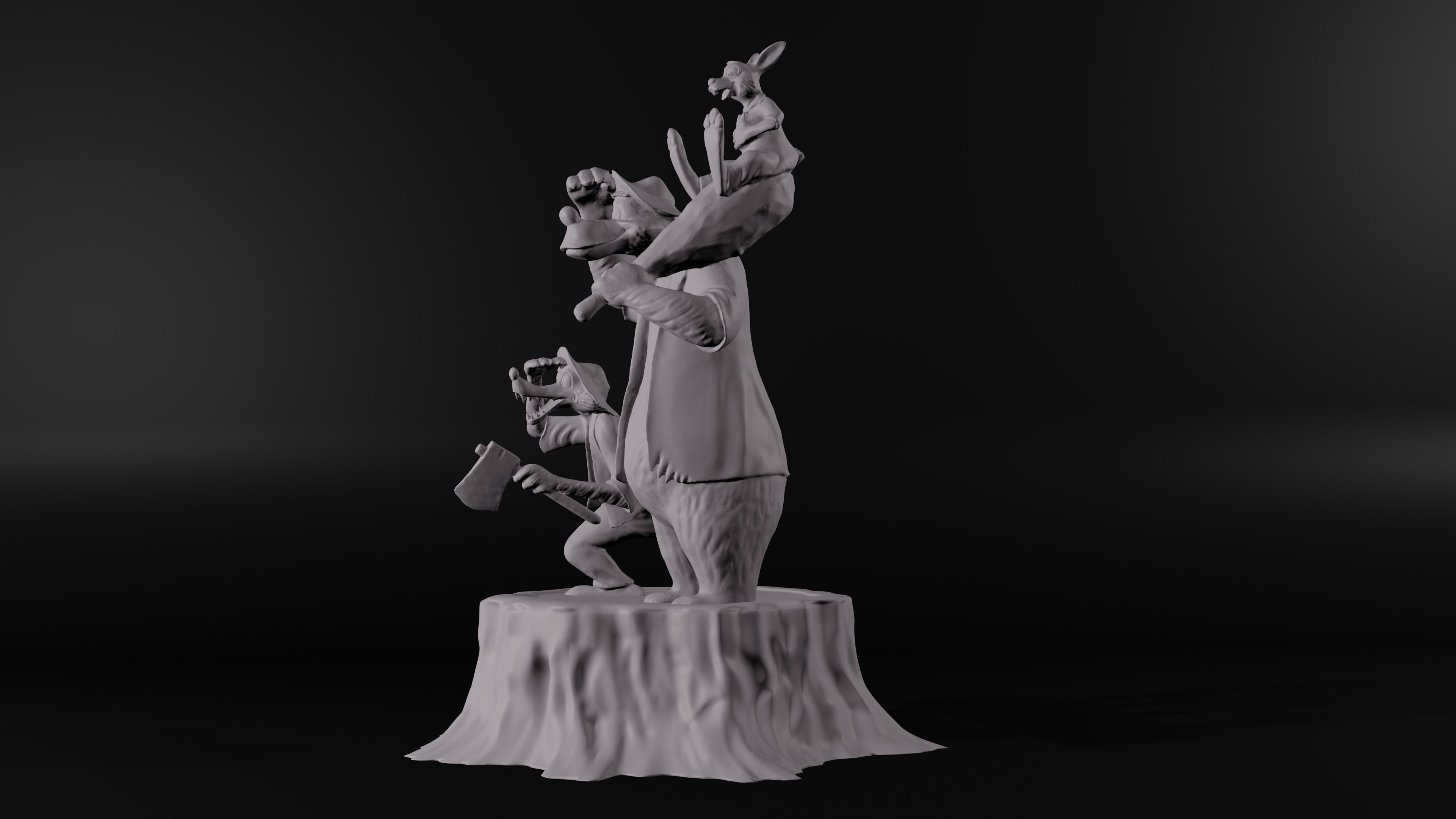 Splash Mountain Statue with Brer Fox Brer Bear and Brer Rabbit 3D model ...