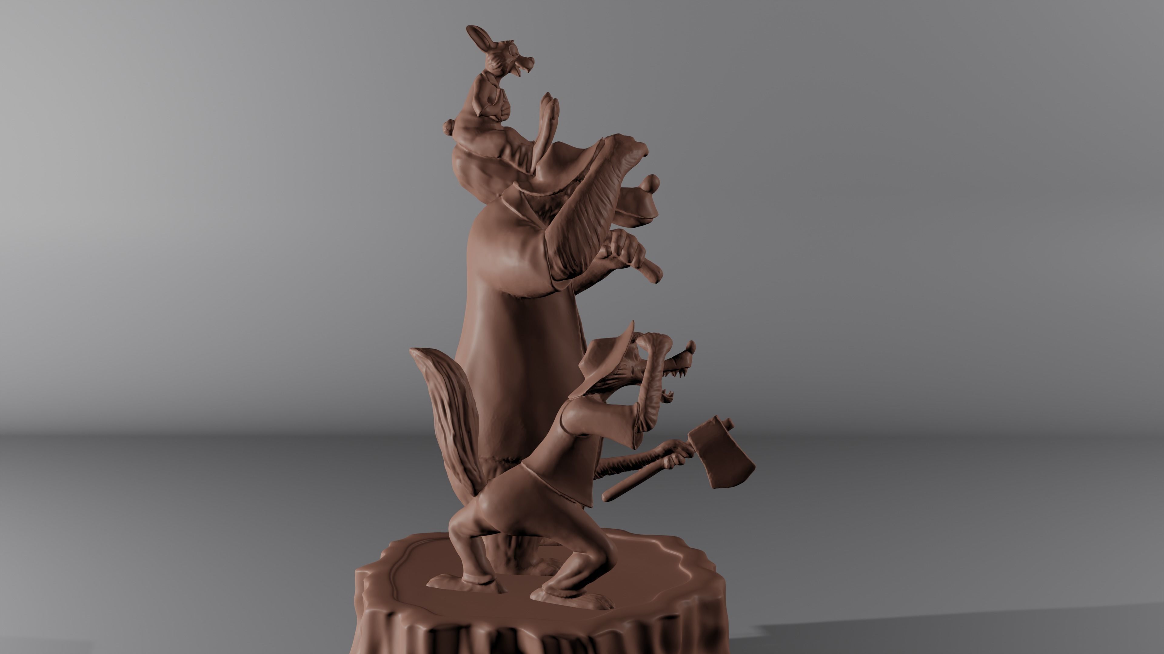 Splash Mountain Statue with Brer Fox Brer Bear and Brer Rabbit 3D model ...