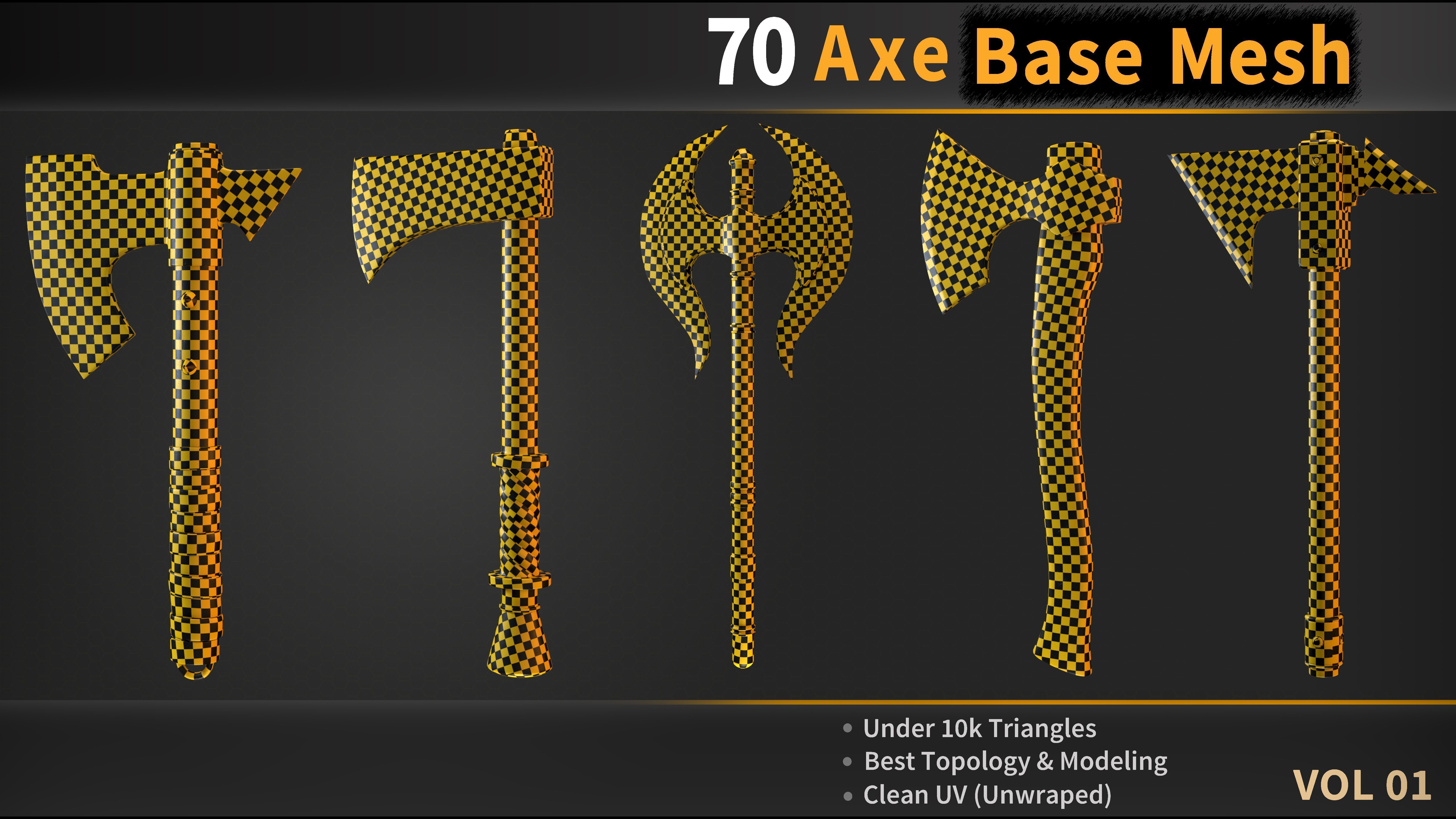 3D model 70 Axe Base Mesh - VOL 01 - Ready for Game VR / AR / low-poly ...