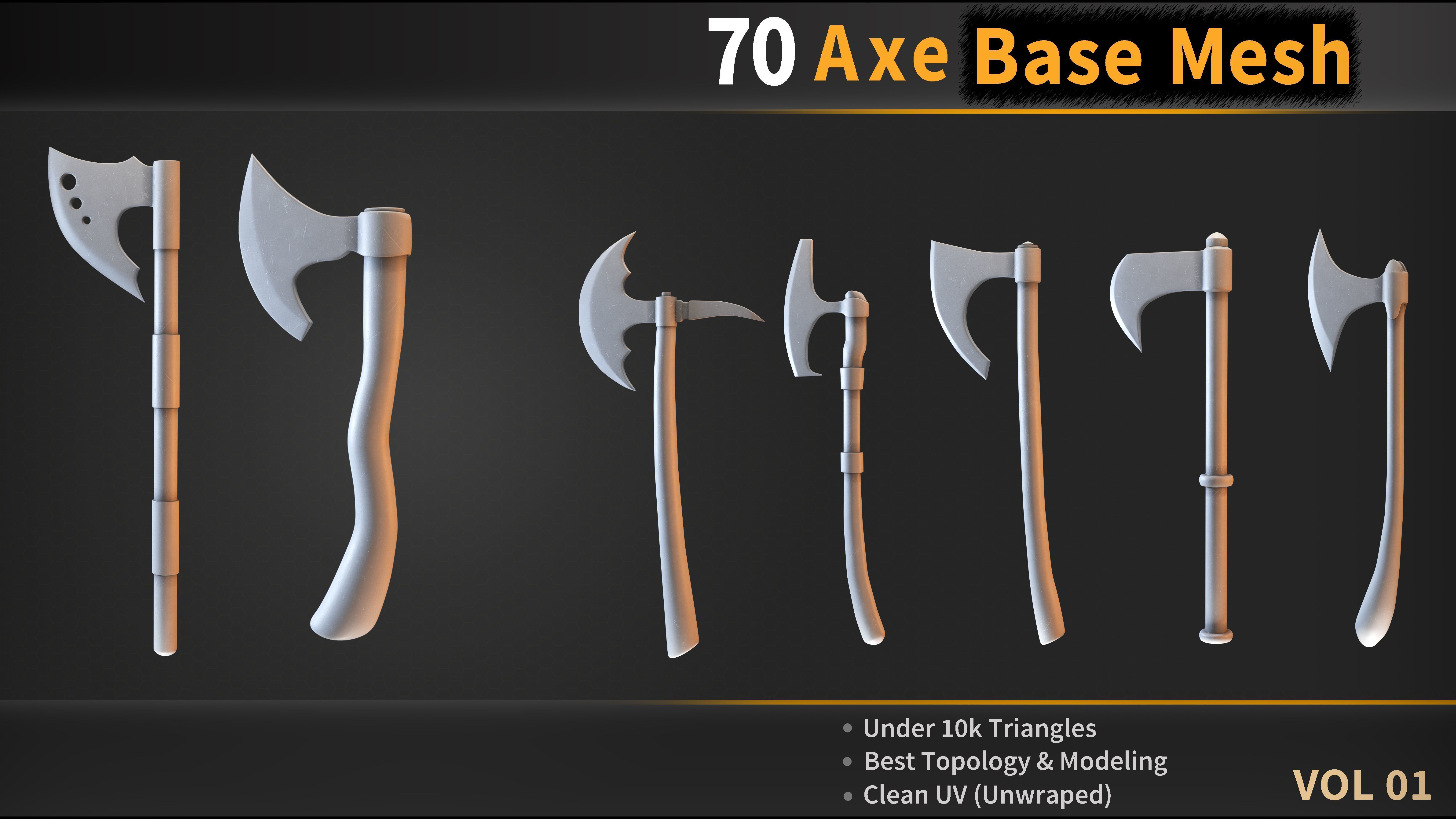 3D model 70 Axe Base Mesh - VOL 01 - Ready for Game VR / AR / low-poly ...