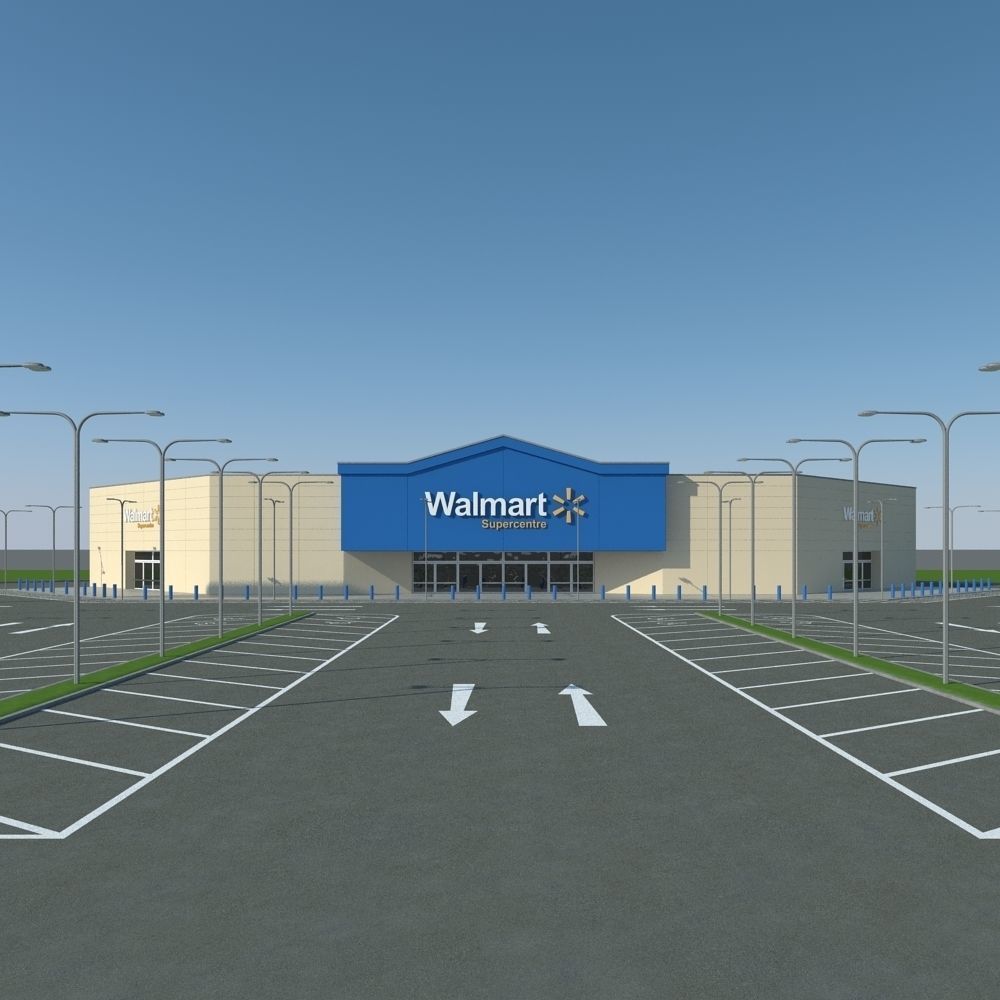 Walmart with Parking Lot 3D model | CGTrader
