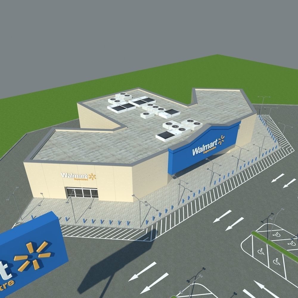 Walmart with Parking Lot 3D model | CGTrader