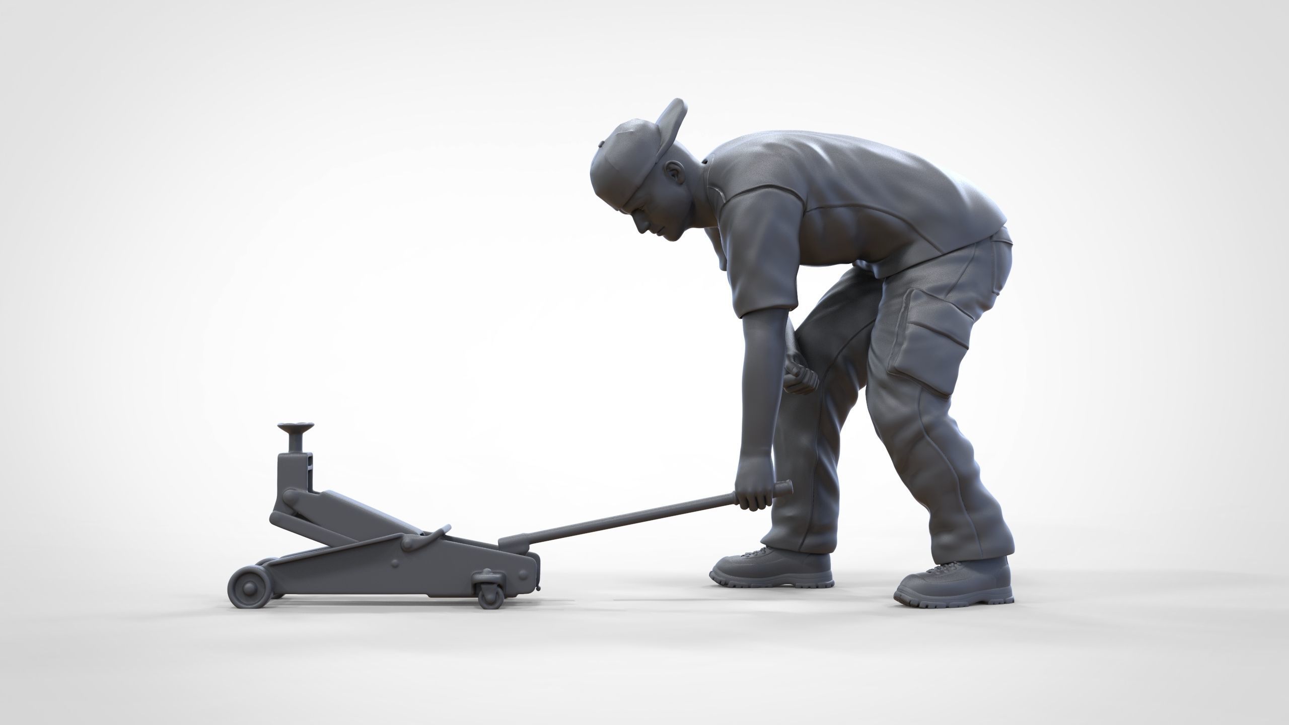 N11 Mechanic with Hydraulic car jack 3D model 3D printable | CGTrader