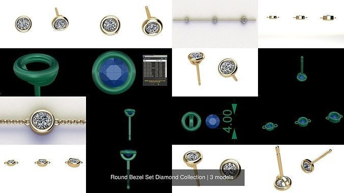 Round Bezel Set Diamond Collection | CGTrader