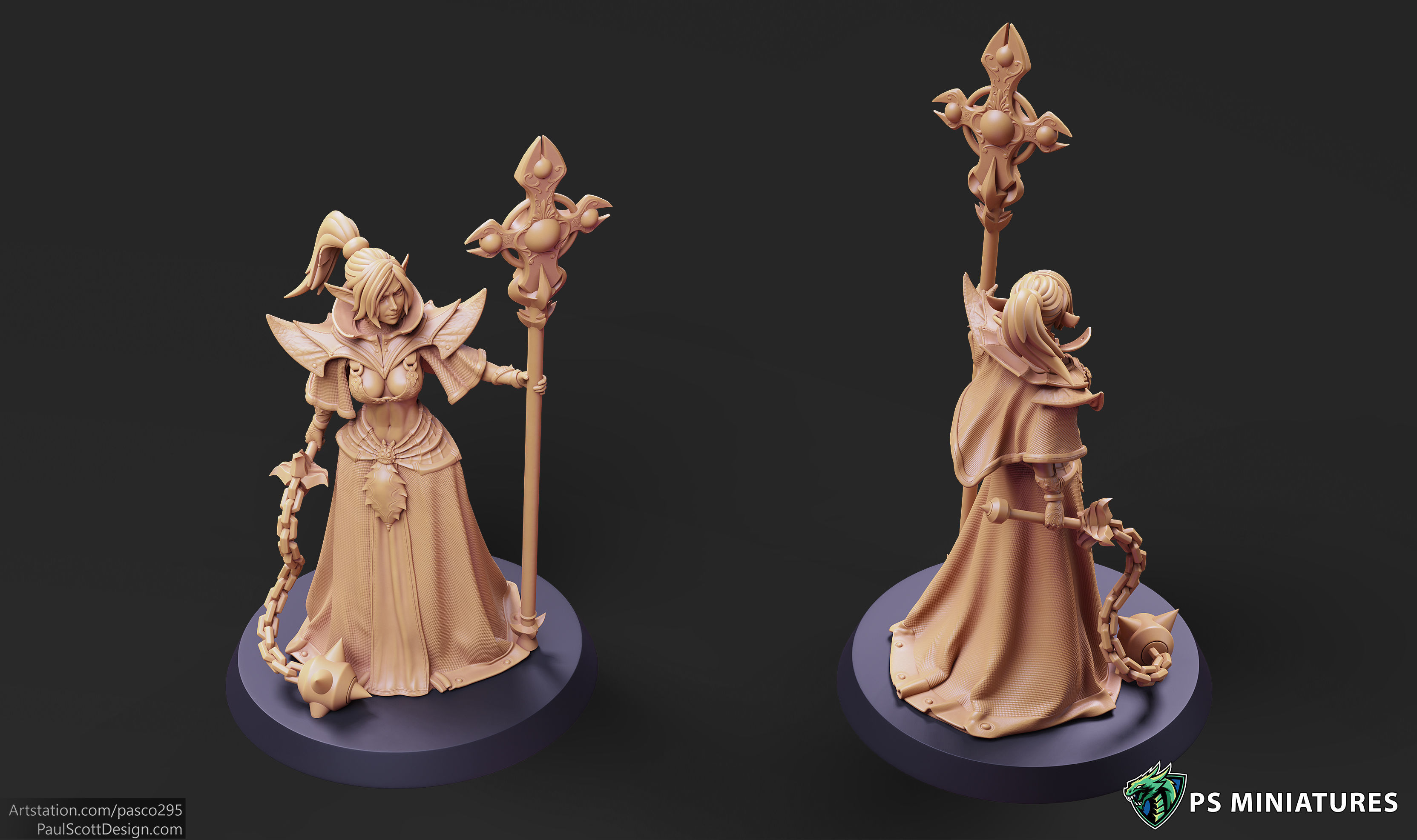 Drow Cleric Pose 4 - 4 Variants and 2 Pinups 3D model 3D printable ...