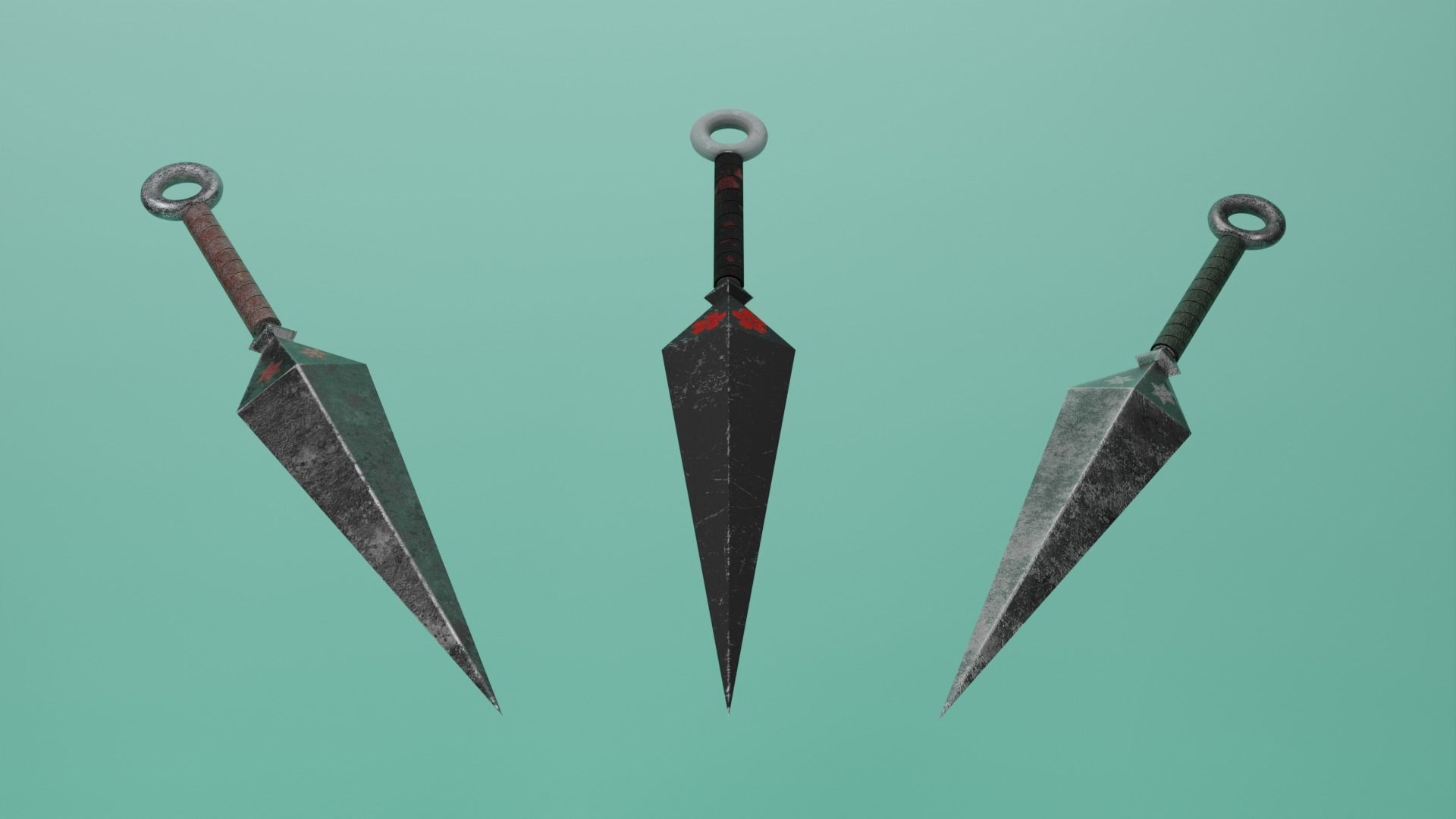 Triple Kunai Pack Well Textured and Unwrapped PBR Low Poly 3D Model ...