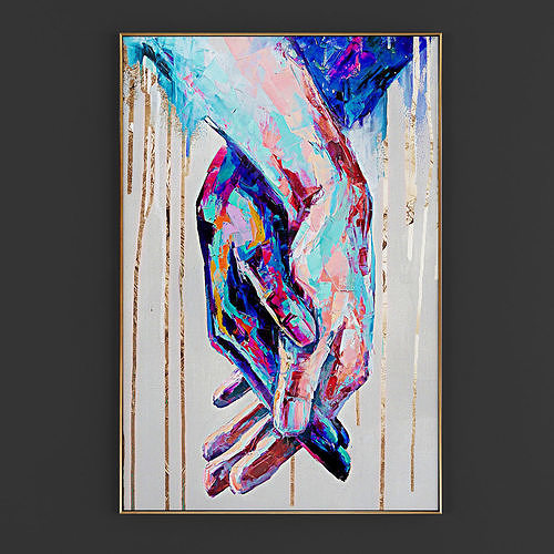 3D model Pictures295 painting of two hands holding each VR / AR / low ...