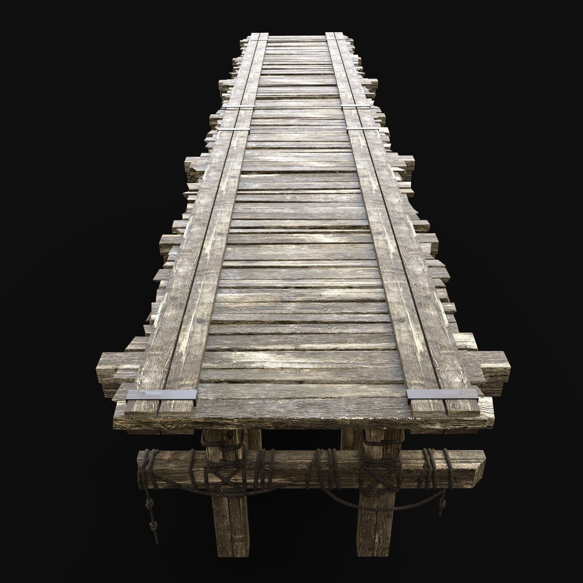 3D model RAIL BRIDGE MEDIEVAL WOODEN PLATFORM CONSTRUCTION ENTERABLE VR ...