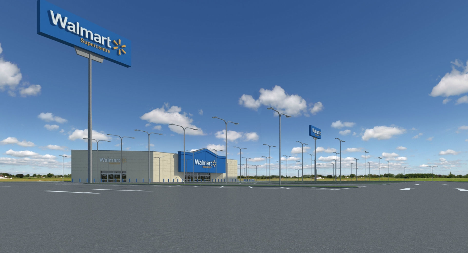 Walmart Supercenter Retail Lot 3D model | CGTrader