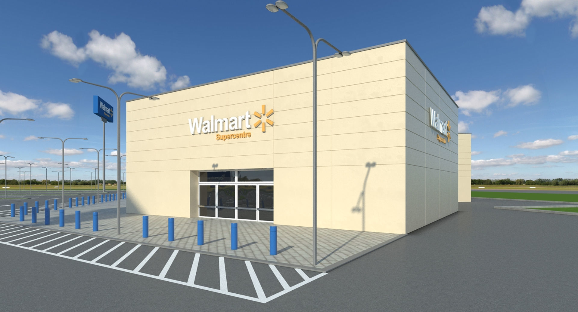 Walmart Supercenter Retail Lot 3D model | CGTrader