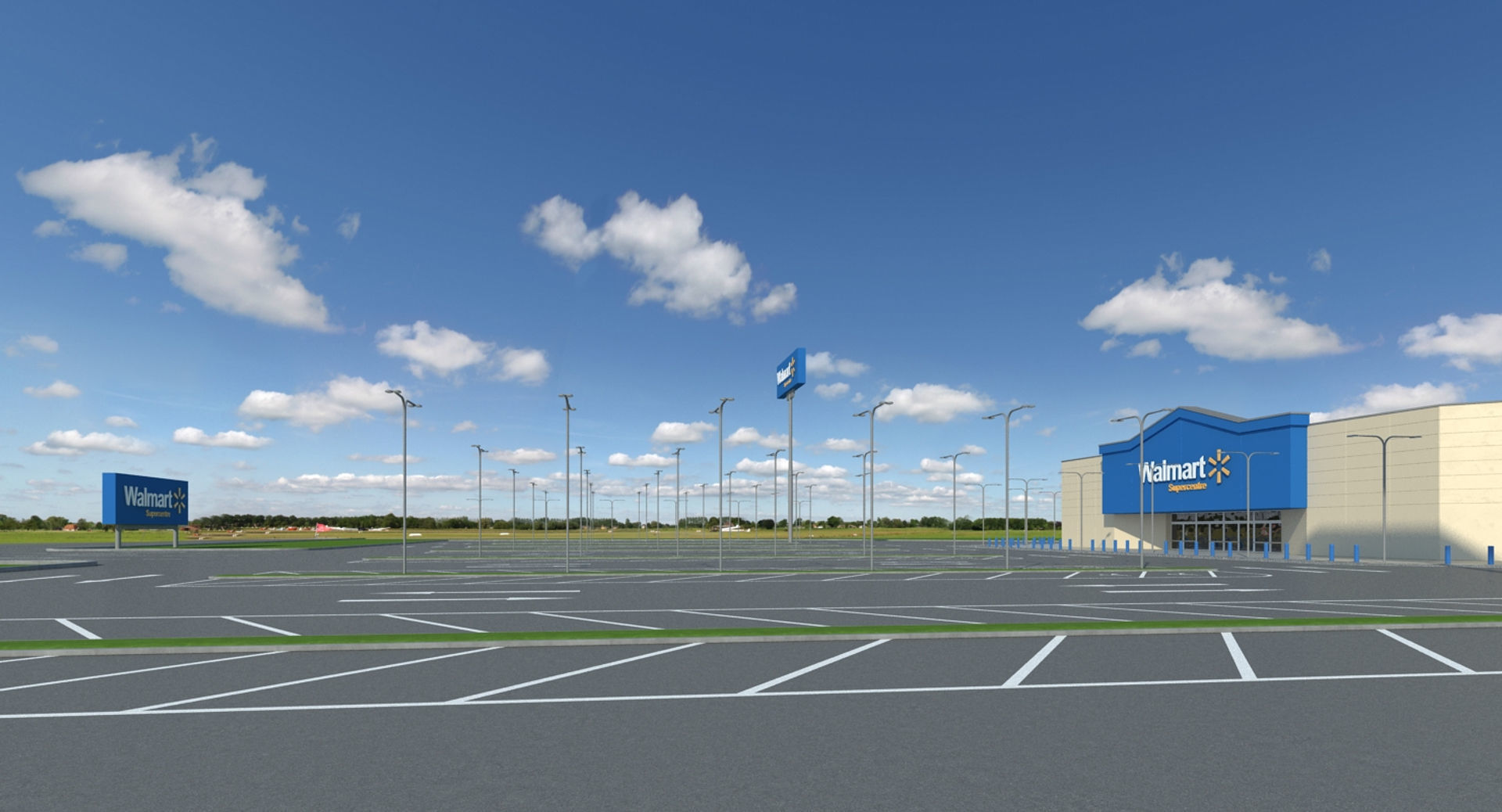 Walmart Supercenter Retail Lot 3D model | CGTrader