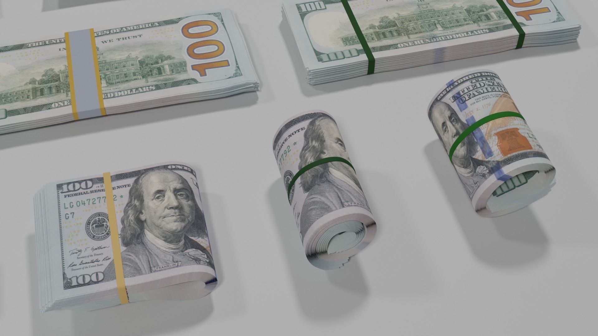 Collection of 100 american dollars free 3D model | CGTrader