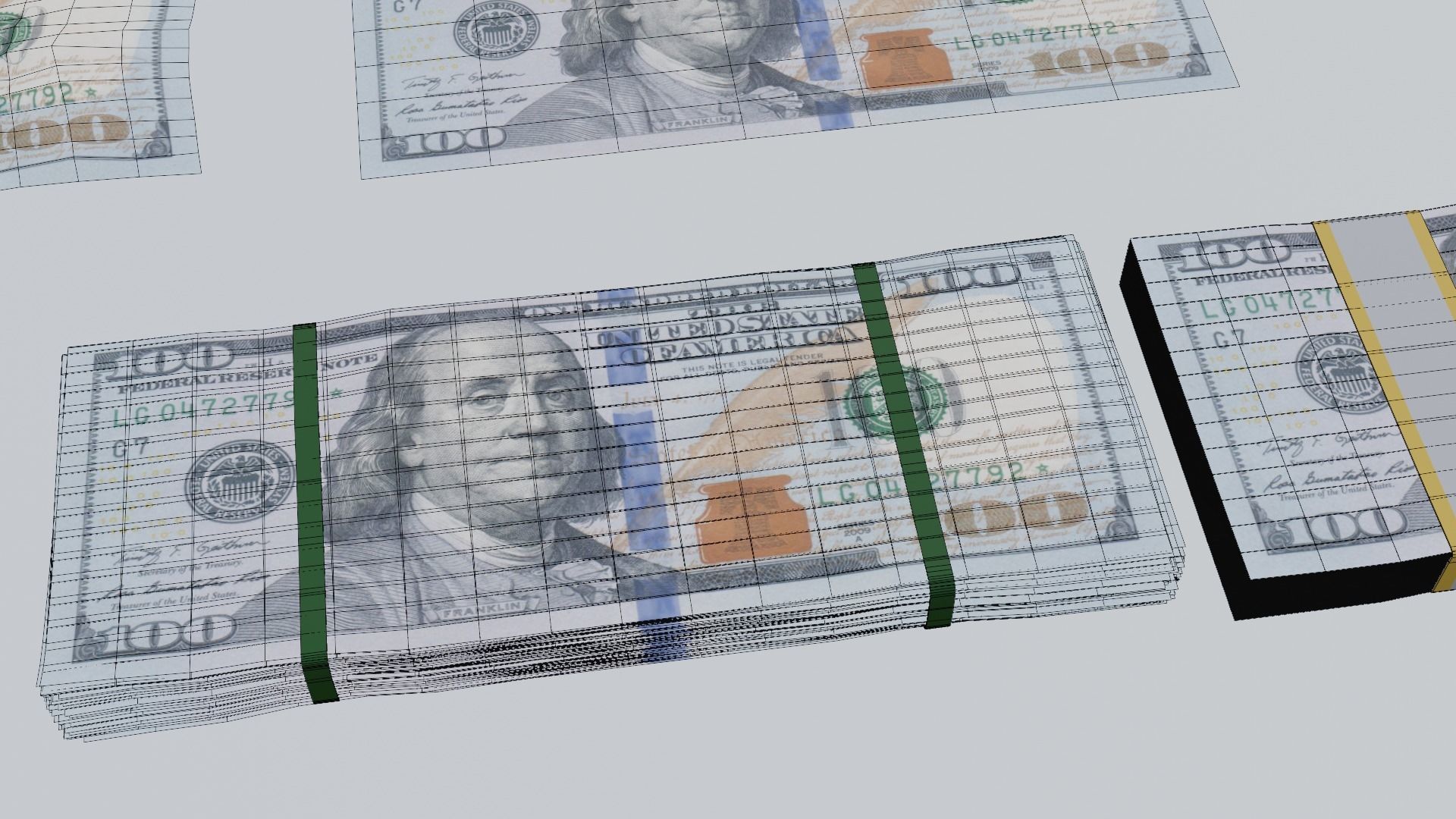 Collection of 100 american dollars free 3D model | CGTrader
