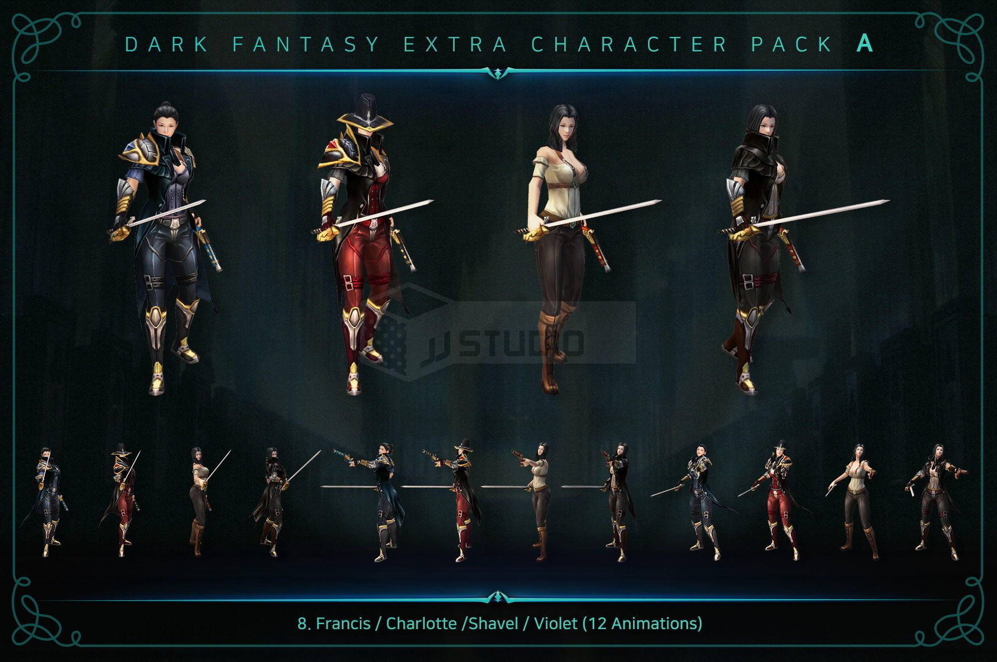 3D model Dark Fantasy Extra Character Pack A VR / AR / low-poly | CGTrader