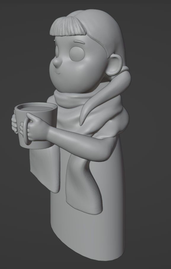 Cute Cartoon Girl With Cocoa 3D Printable free 3D model | CGTrader