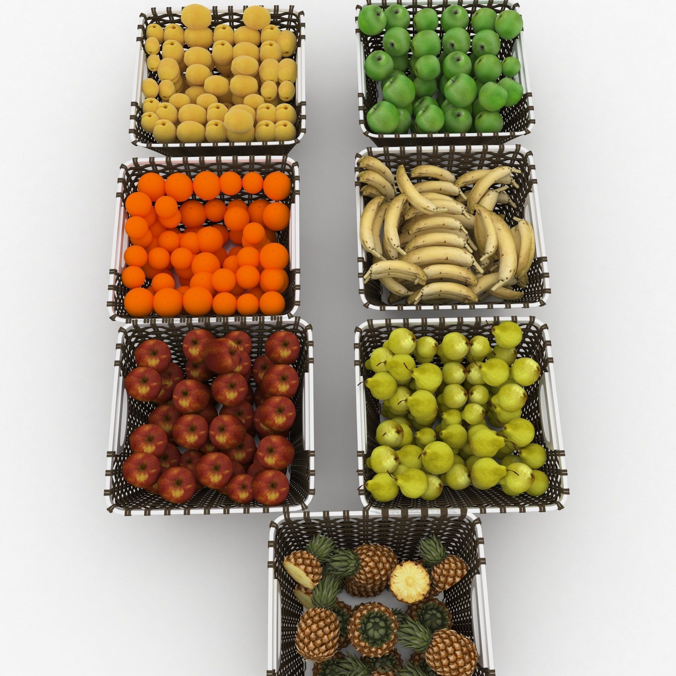fruit set 3d model collection baskets for fruits and vegetables 3D ...
