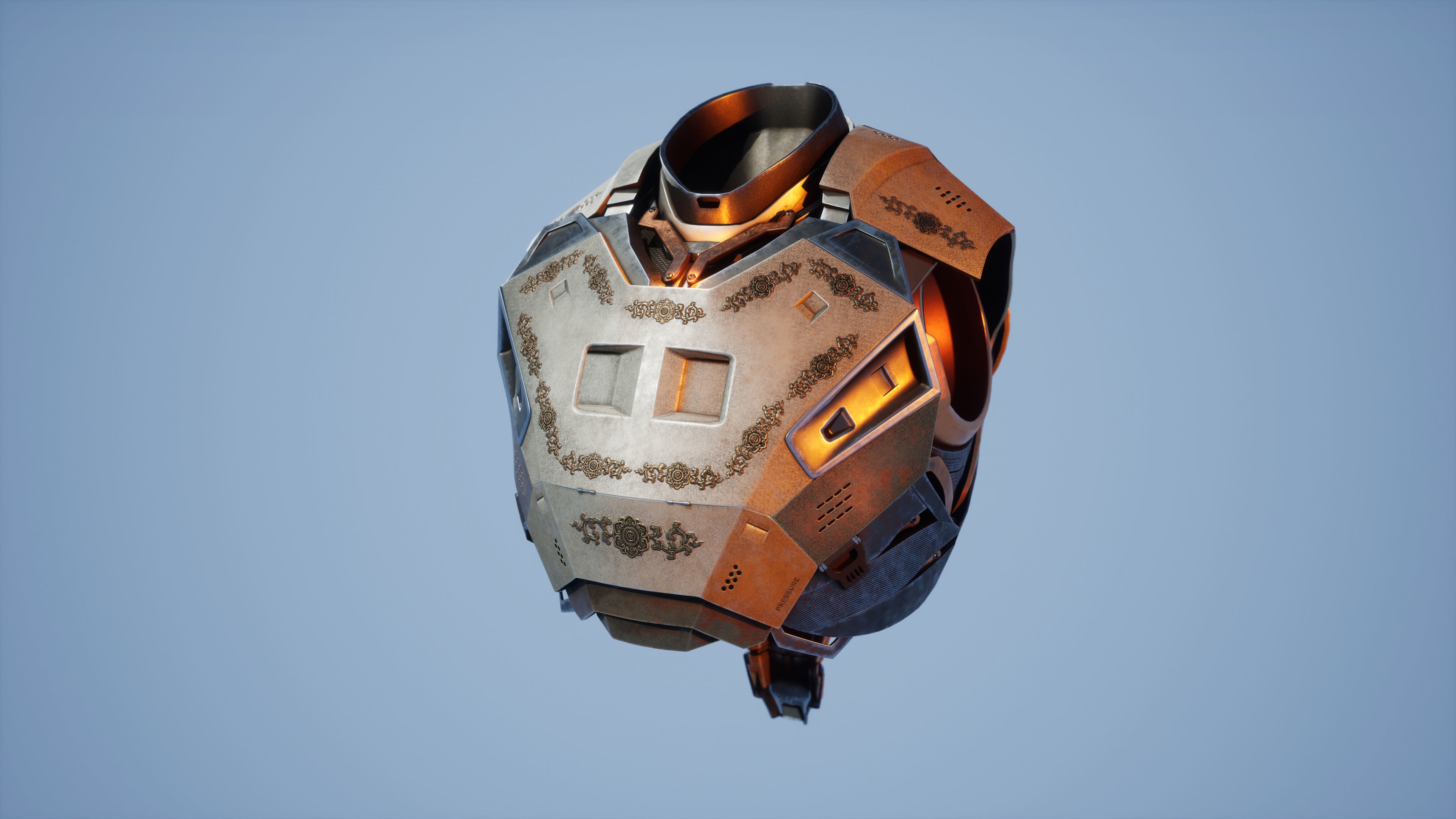 Mechanical Chest Torso Robot with Cables Carvings 3D model 3D model ...