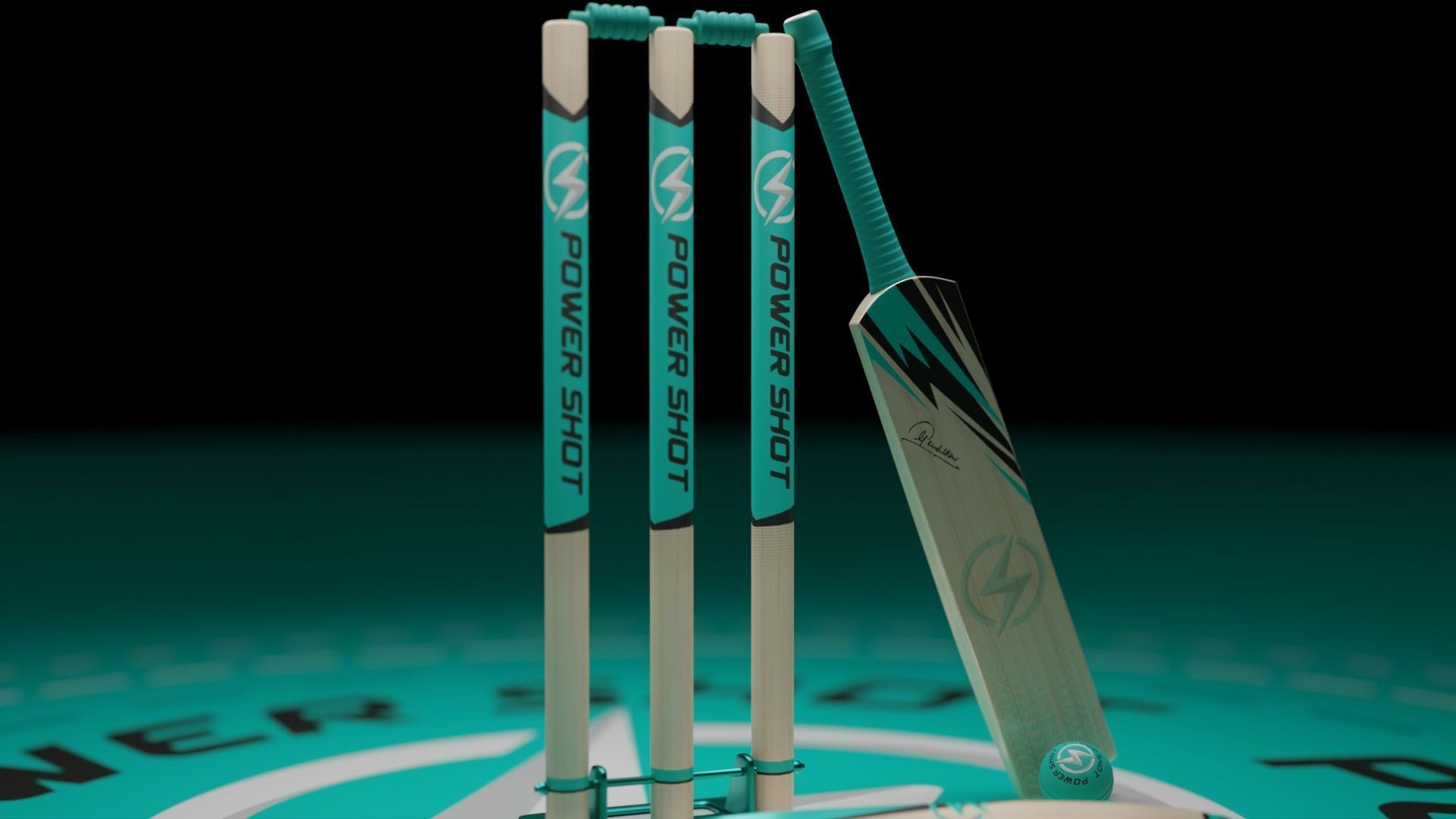 Cricket bat Wicket and Ball Low-poly 3D model 3D model | CGTrader