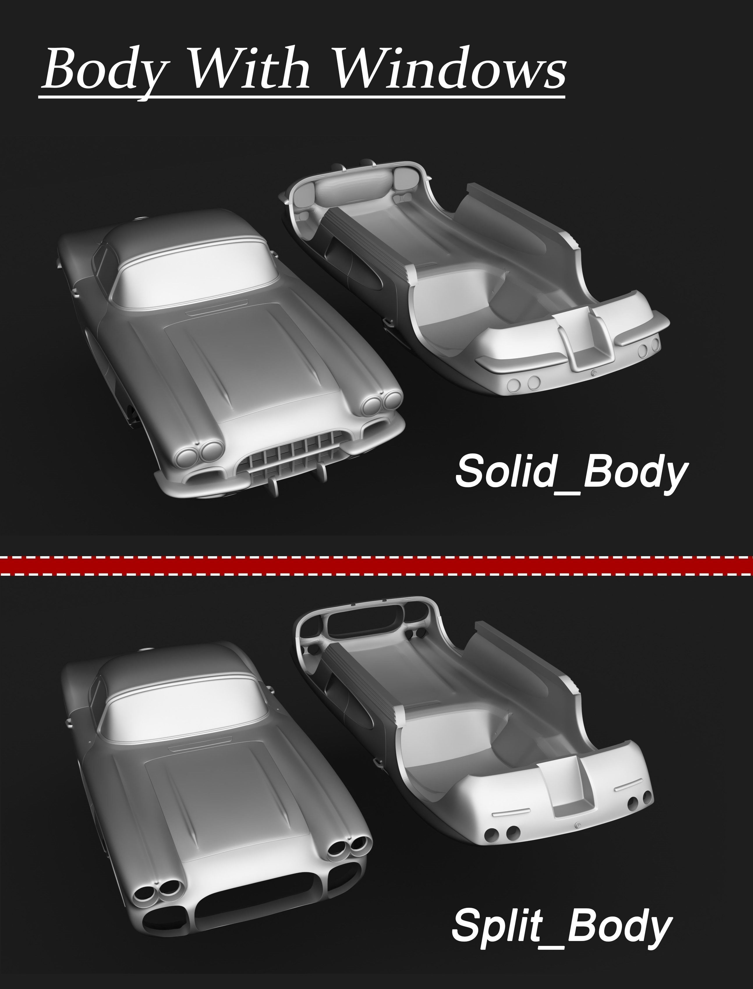 Chevrolet Corvette C1 Ready to Print STL Files 3D model 3D printable ...