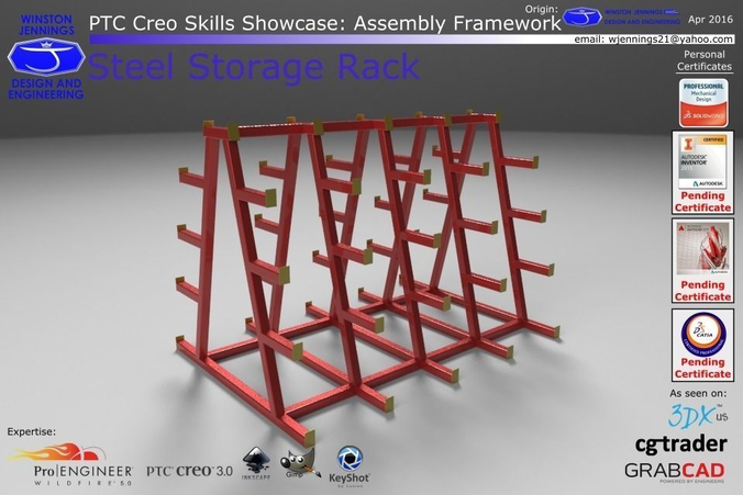 PTC Creo Skills Showcase Steel Storage Rack free 3D model | CGTrader