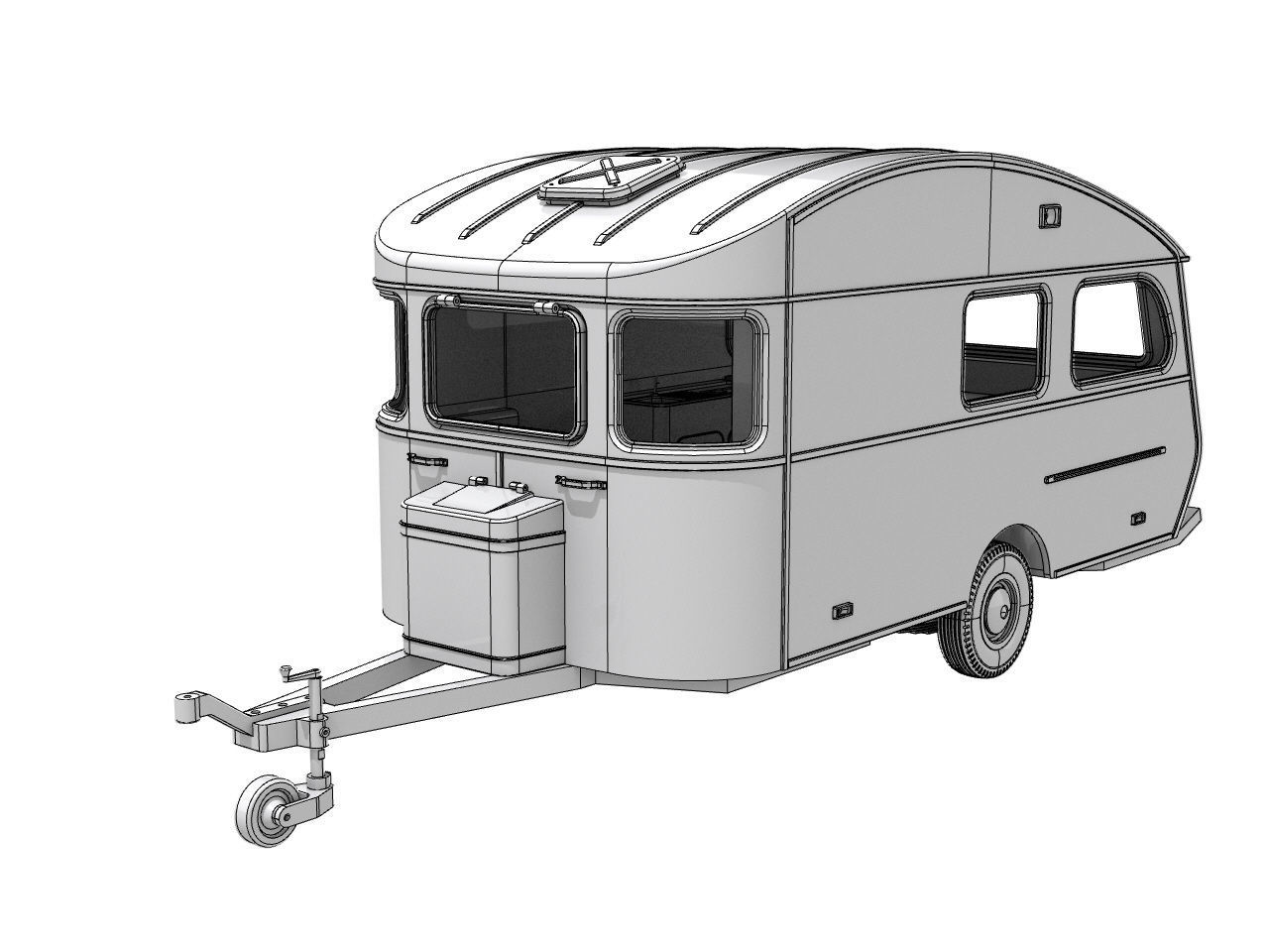 vintage camper trailer for 1 to 10 scale 3D print 3D model 3D printable ...