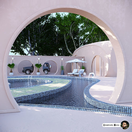 Swimming pool between beautiful scenery 3D model | CGTrader