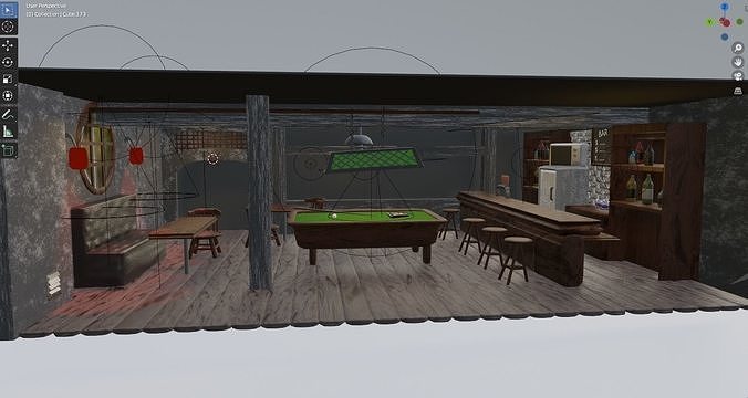 Bar with Pool Table free 3D model | CGTrader