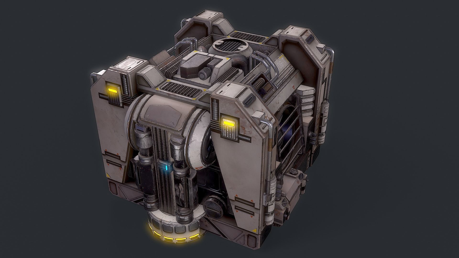 3D model Low Poly Generator futuristic spaceship VR / AR / low-poly ...