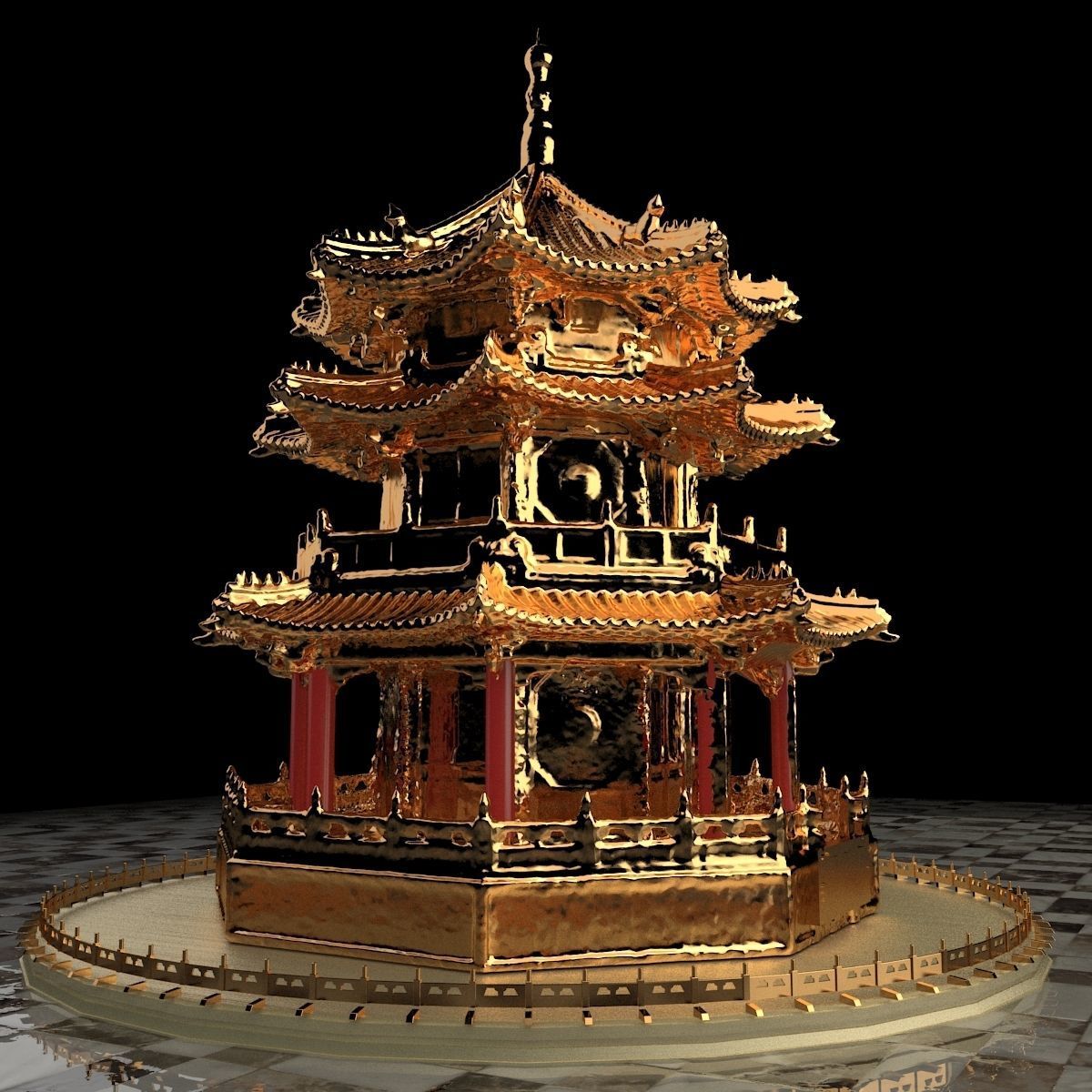 Chinese ancient tower 3D model | CGTrader