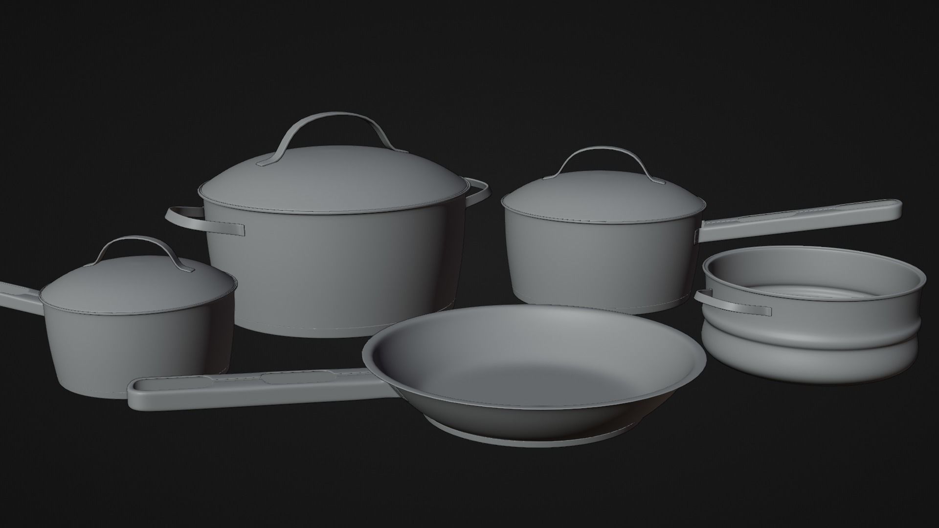 Pan set 01 3D model | CGTrader